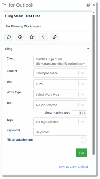Filing your First Email From Outlook – FYI