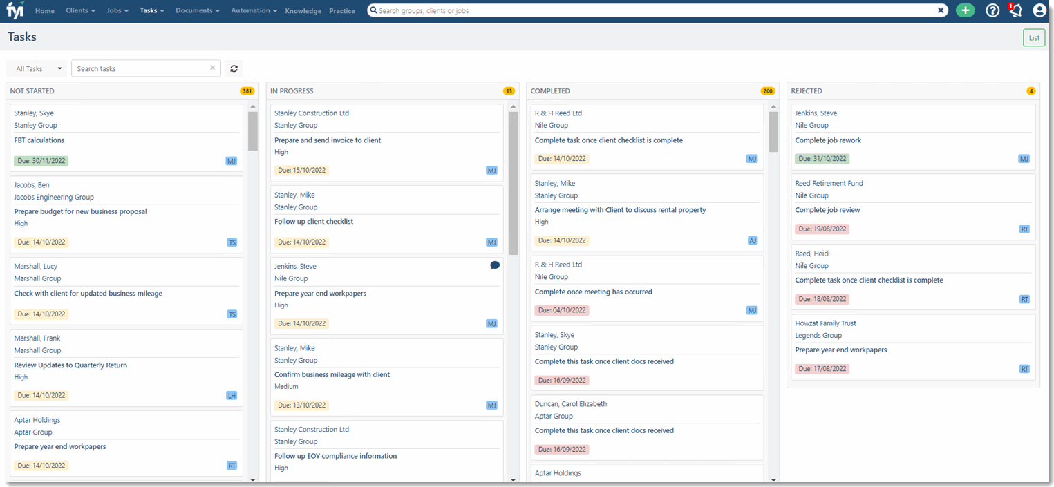Using the Tasks Board – FYI