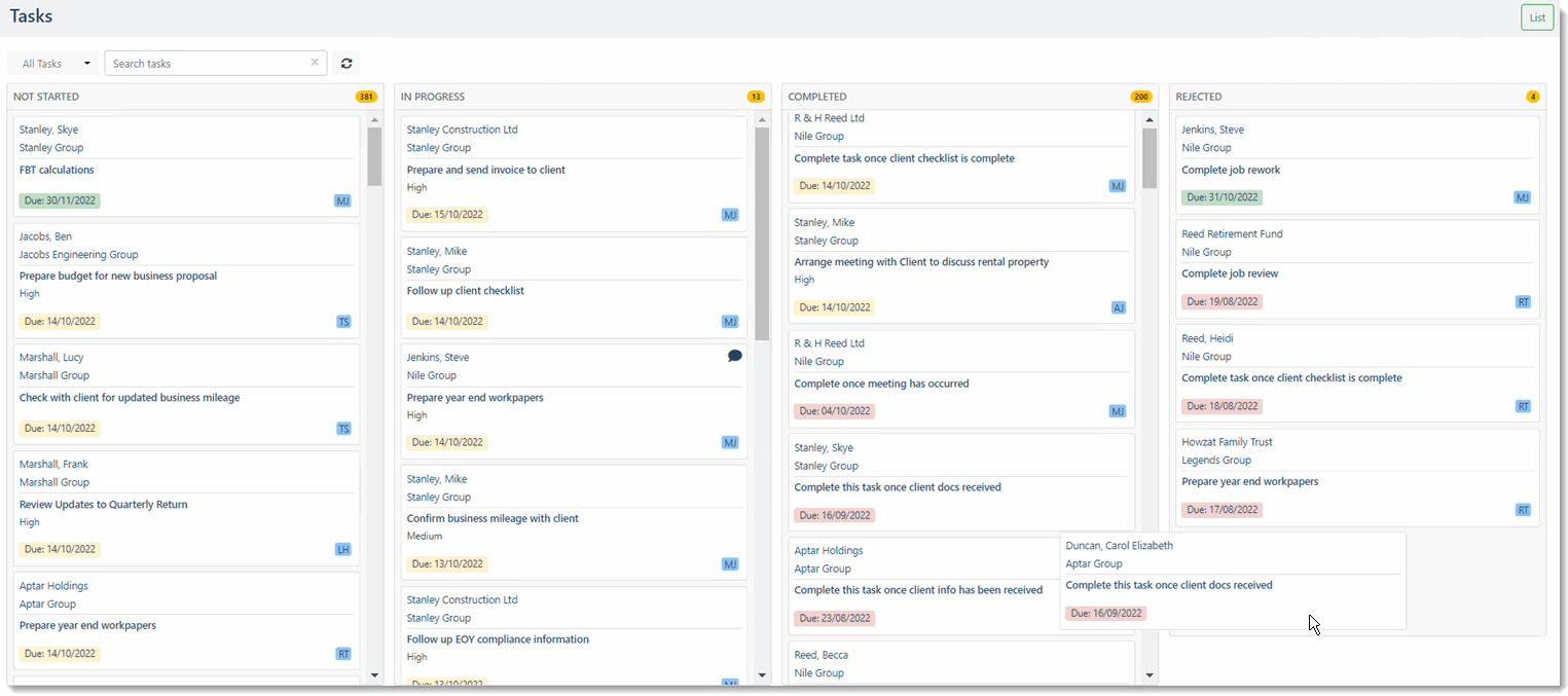 Using the Tasks Board – FYI
