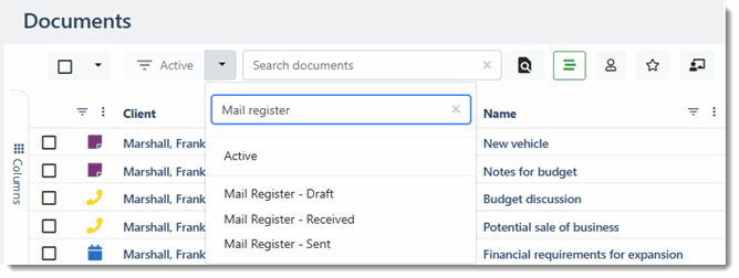 Emails Sent, Received and Draft and Mail Register Views – FYI