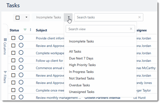 Using the Tasks Lists – FYI