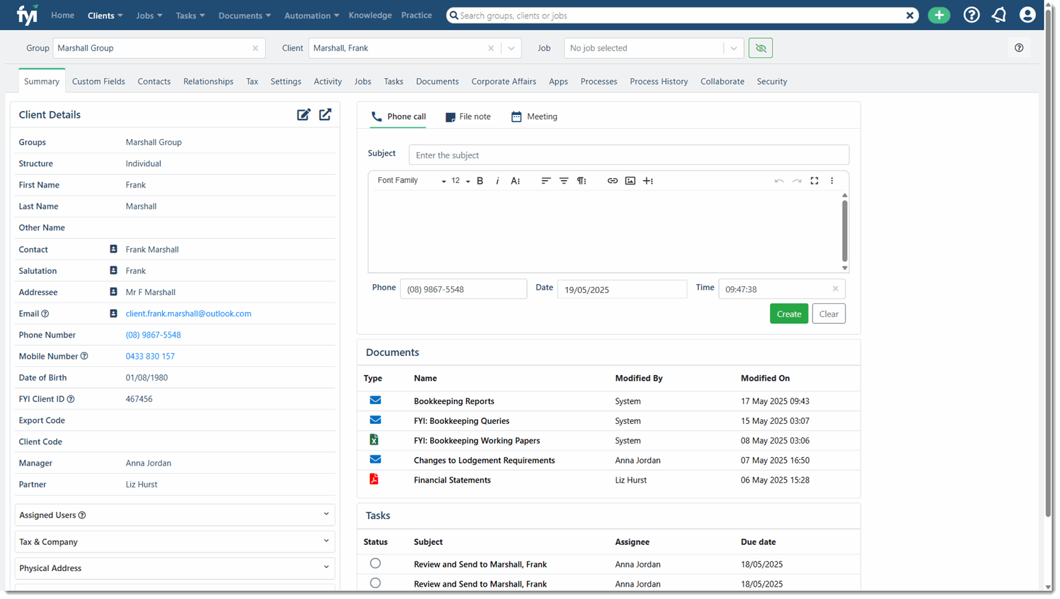 Client Summary – FYI