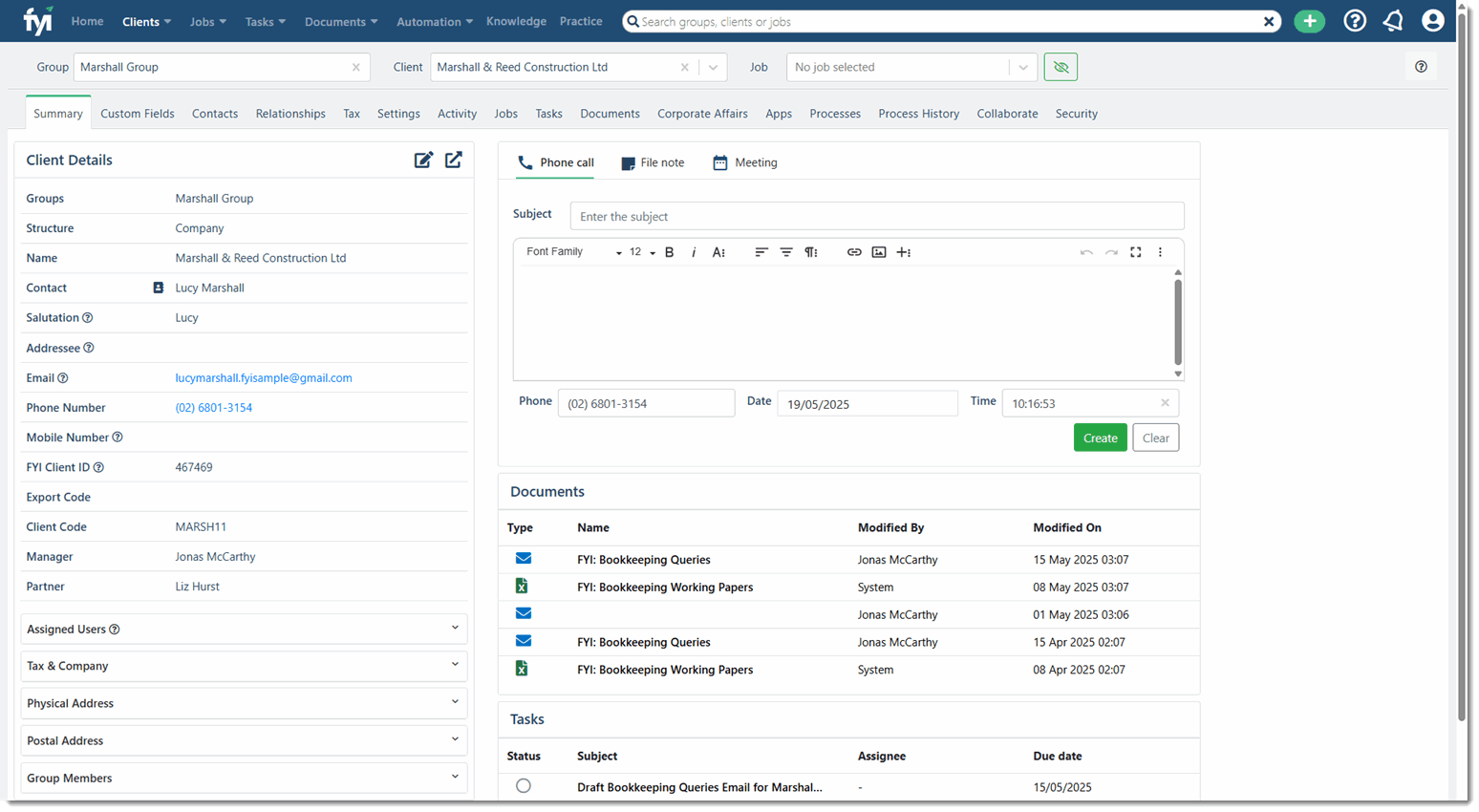 Client Summary – FYI