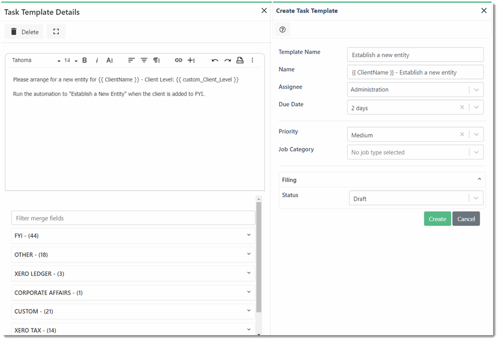 Creating and Maintaining Task Templates – FYI