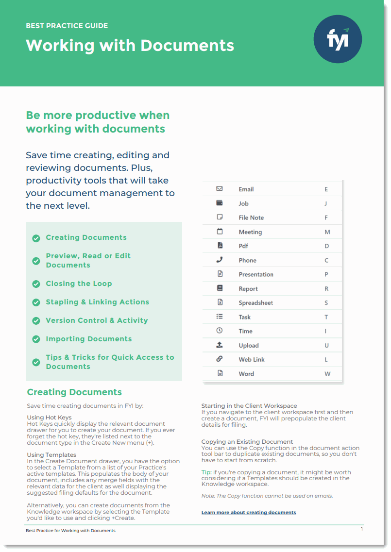 Best Practice for Working with Documents – FYI