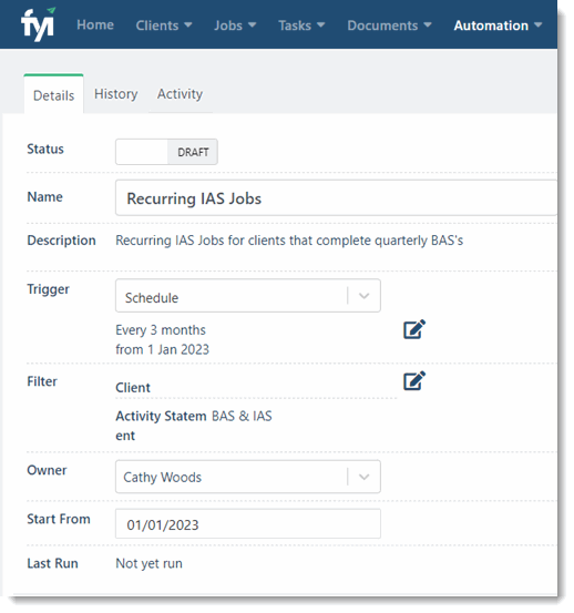 Activity Statement Recurring Job – FYI