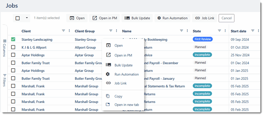 Using the Jobs Lists – FYI