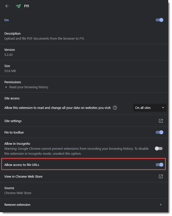 Error FYI-2174: Error getting PDF data, please reload extension – FYI