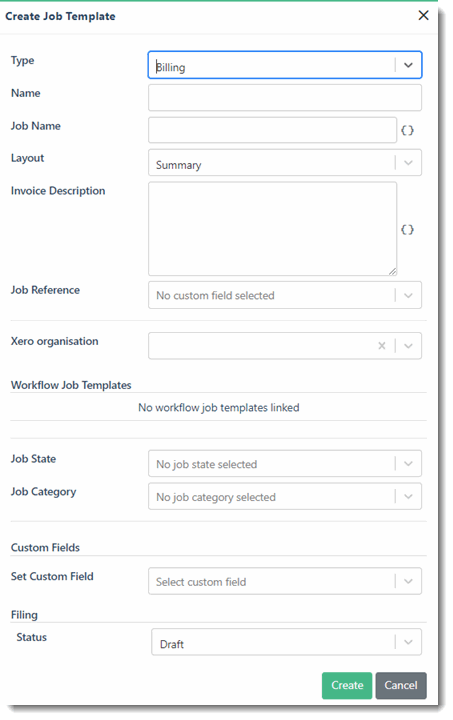 Billing & Workflow Job Templates – FYI