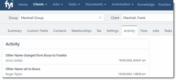 Editing Client Details – FYI