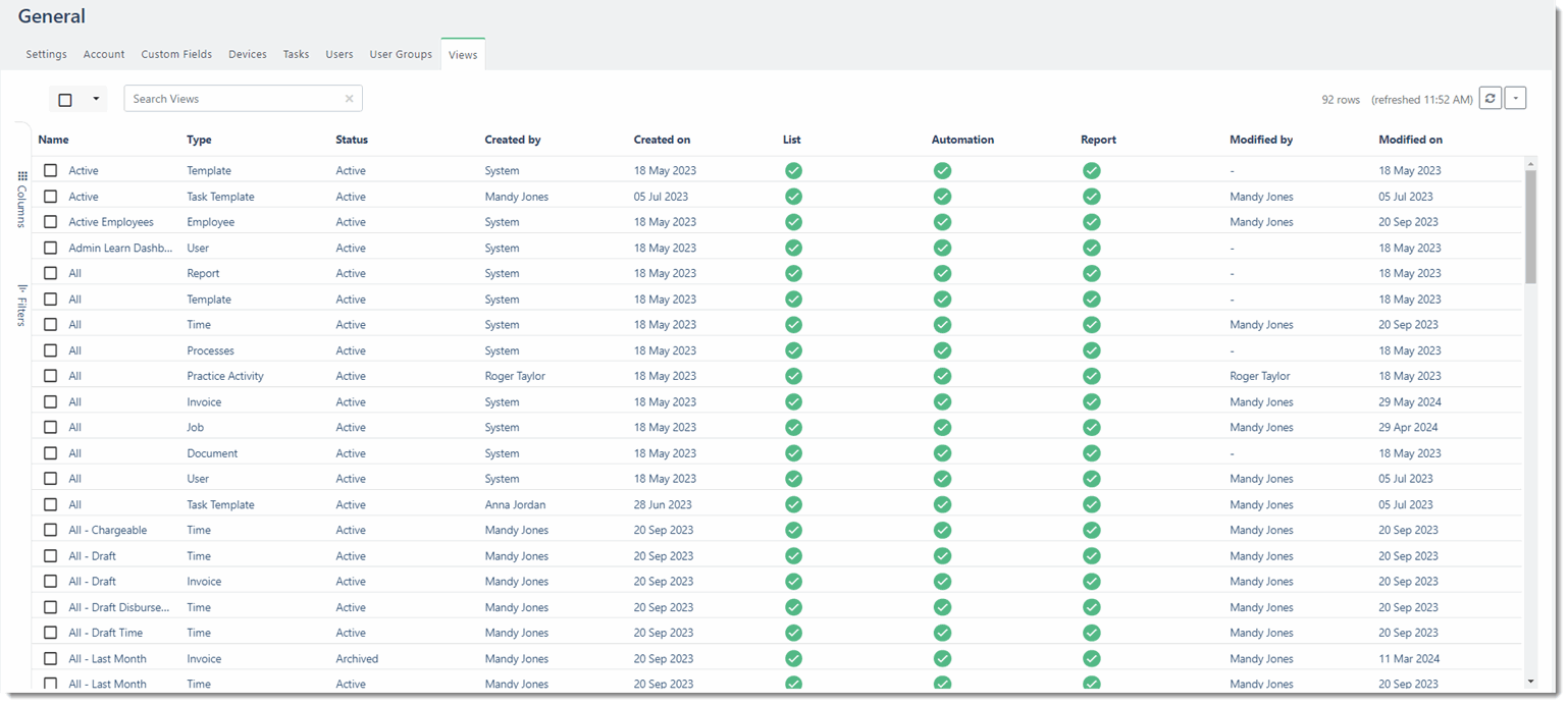 Managing Views – FYI
