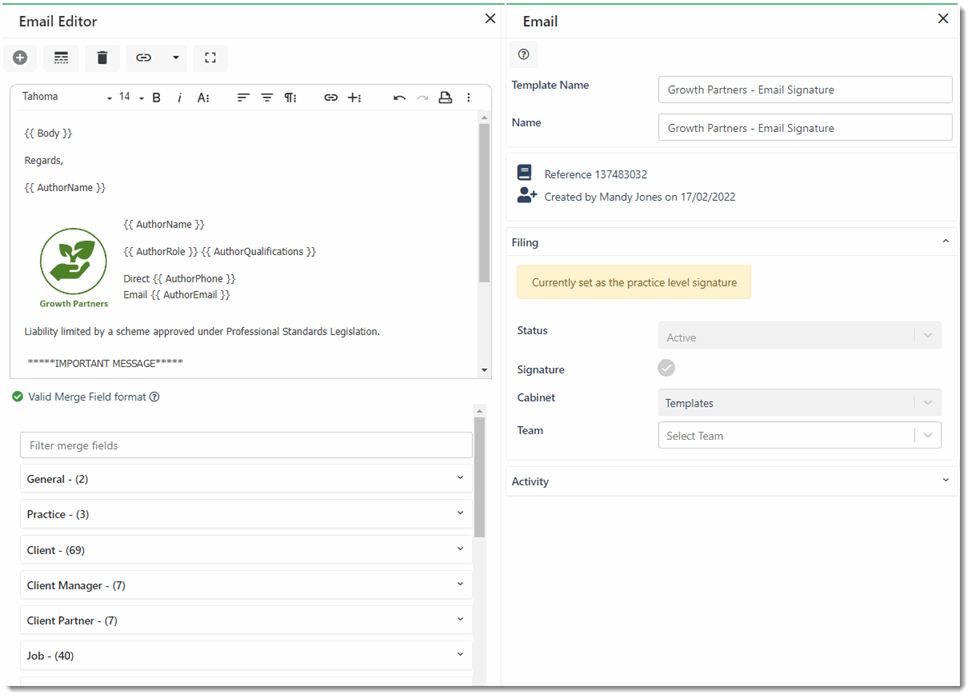 Overview of using Email Templates, Signatures and Merge Fields – FYI