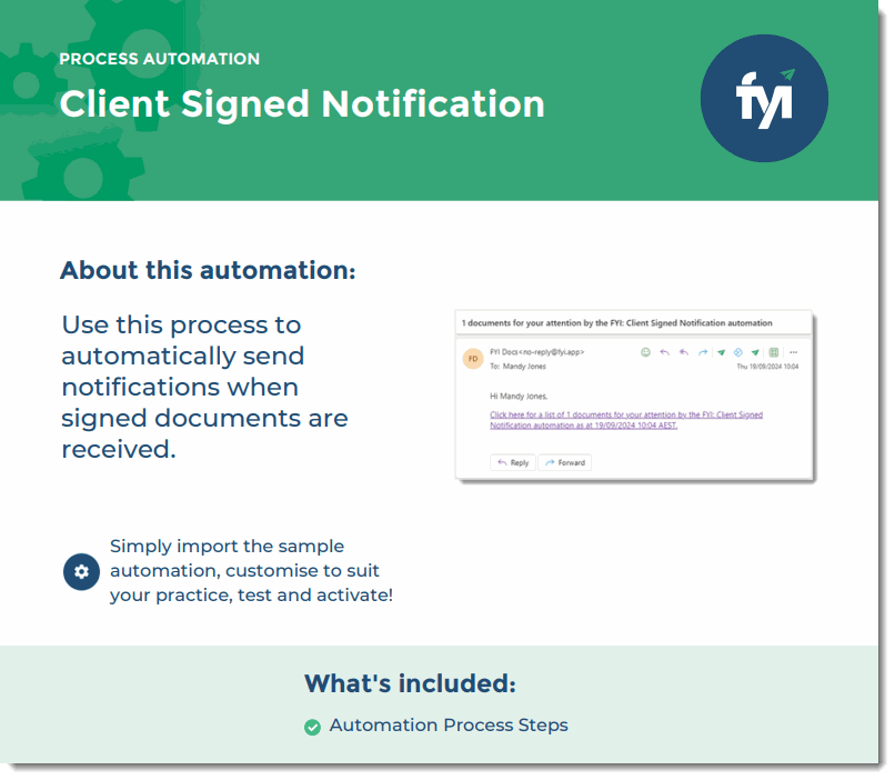 Client Signed Notification – FYI