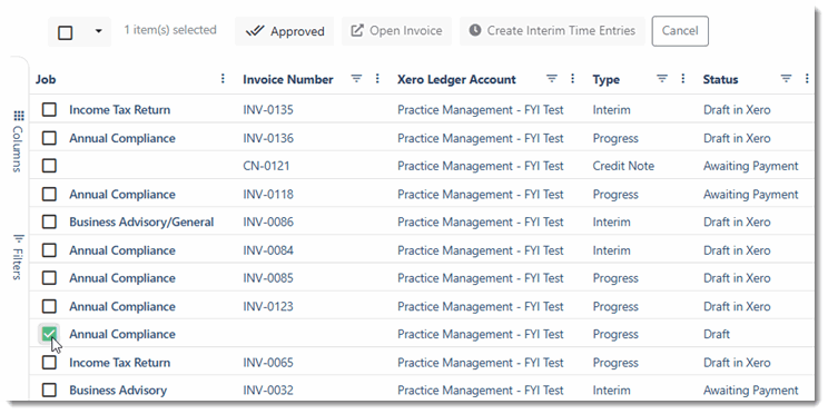 Using the Invoices Lists – FYI