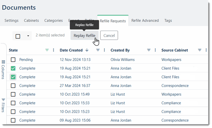 Implementors: Refile Requests – FYI