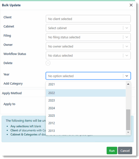 Bulk Updating of Filing Details – FYI