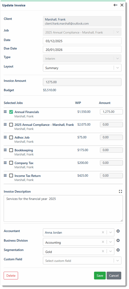 Opening and Editing Interim Invoices – FYI