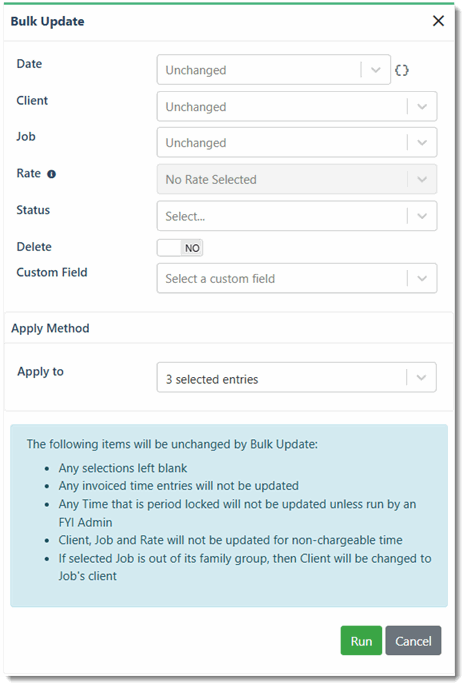 Time and Disbursements Bulk Update – FYI