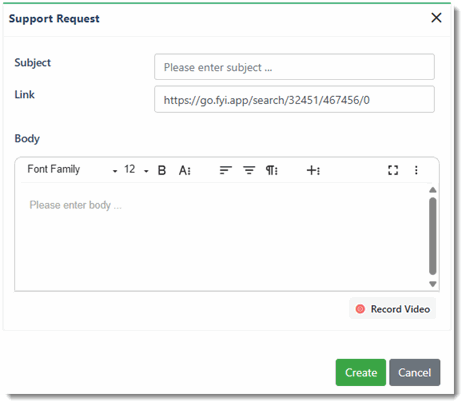 Sending a Support Request – FYI
