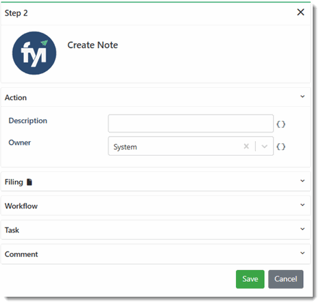 Process Step Details - Create Note – FYI