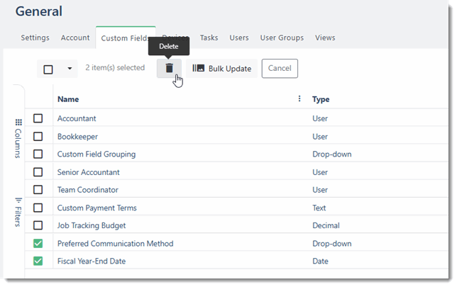 Deleting Custom Fields – FYI