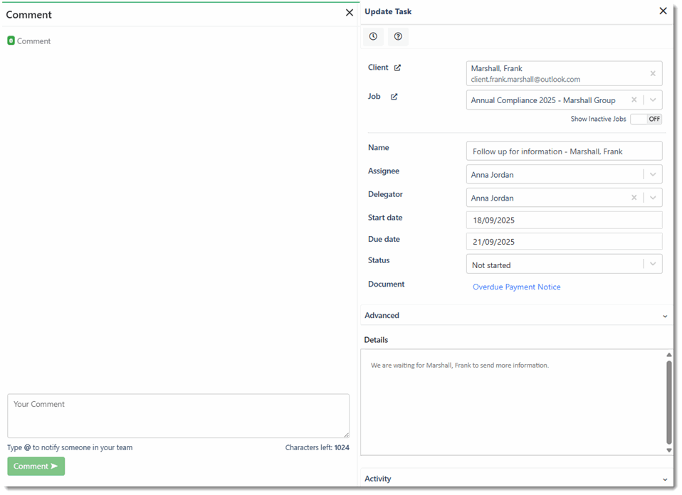 Adding Comments and Notifying Team Members – FYI