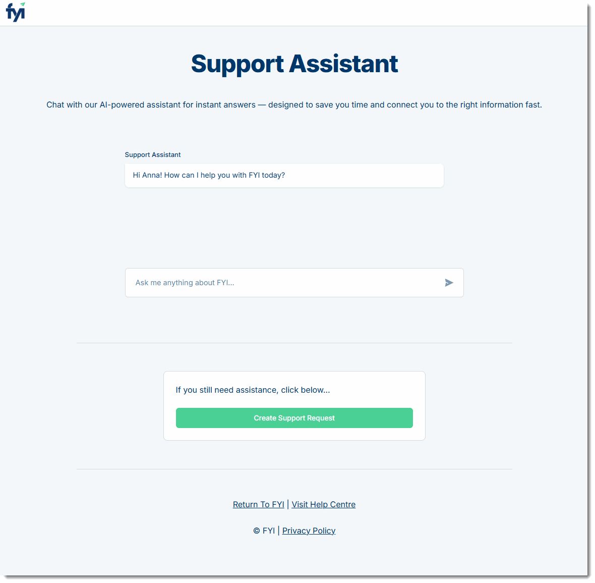 Sending a Support Request – FYI