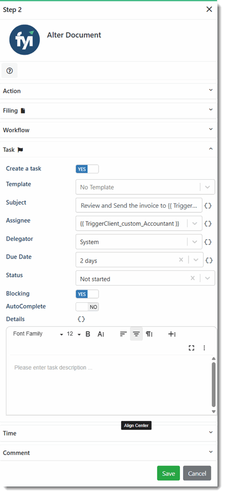 Process Step Details - Alter Document – FYI