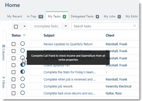 Completing a Task – FYI